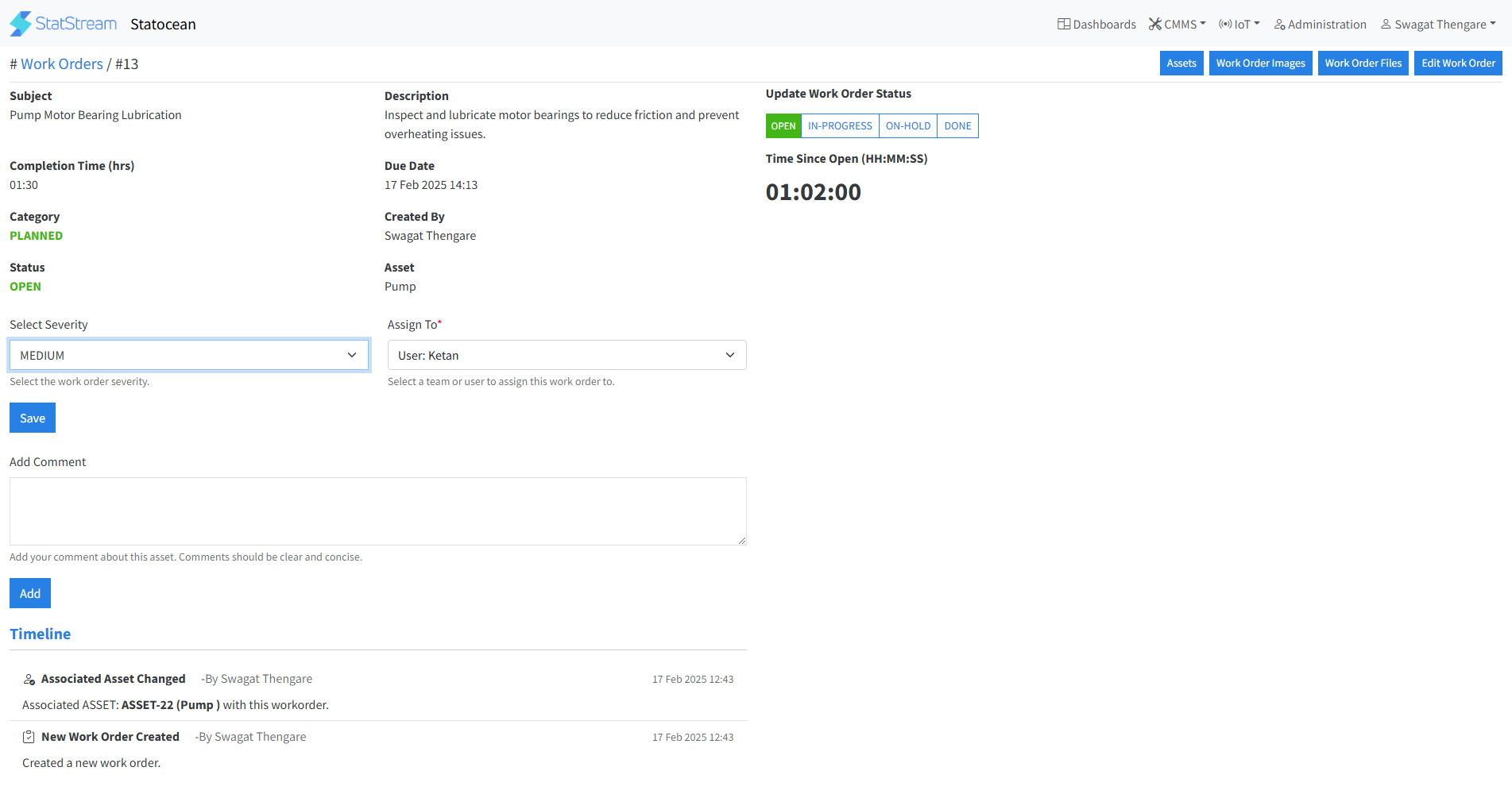 Manage Work Order | StatStream.ai