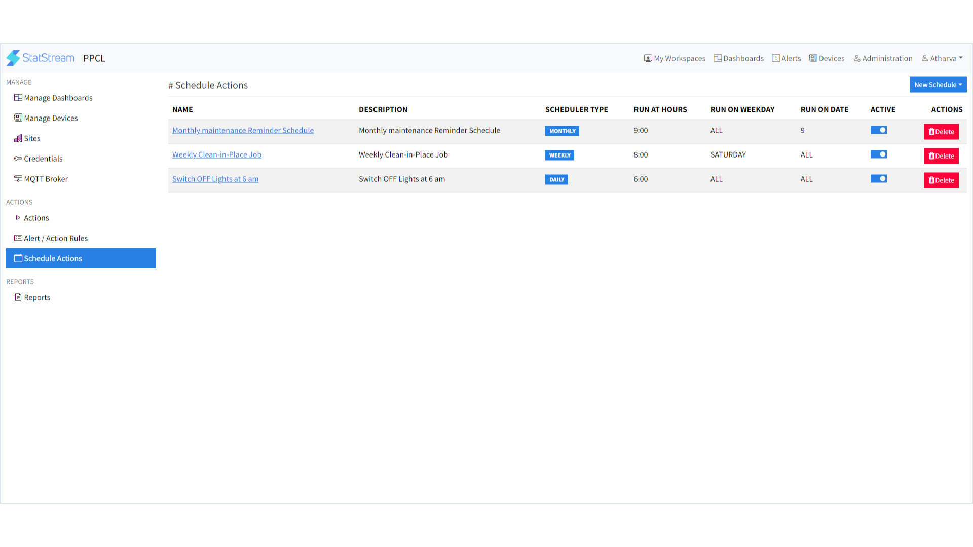 Schedule Actions | StatStream.ai